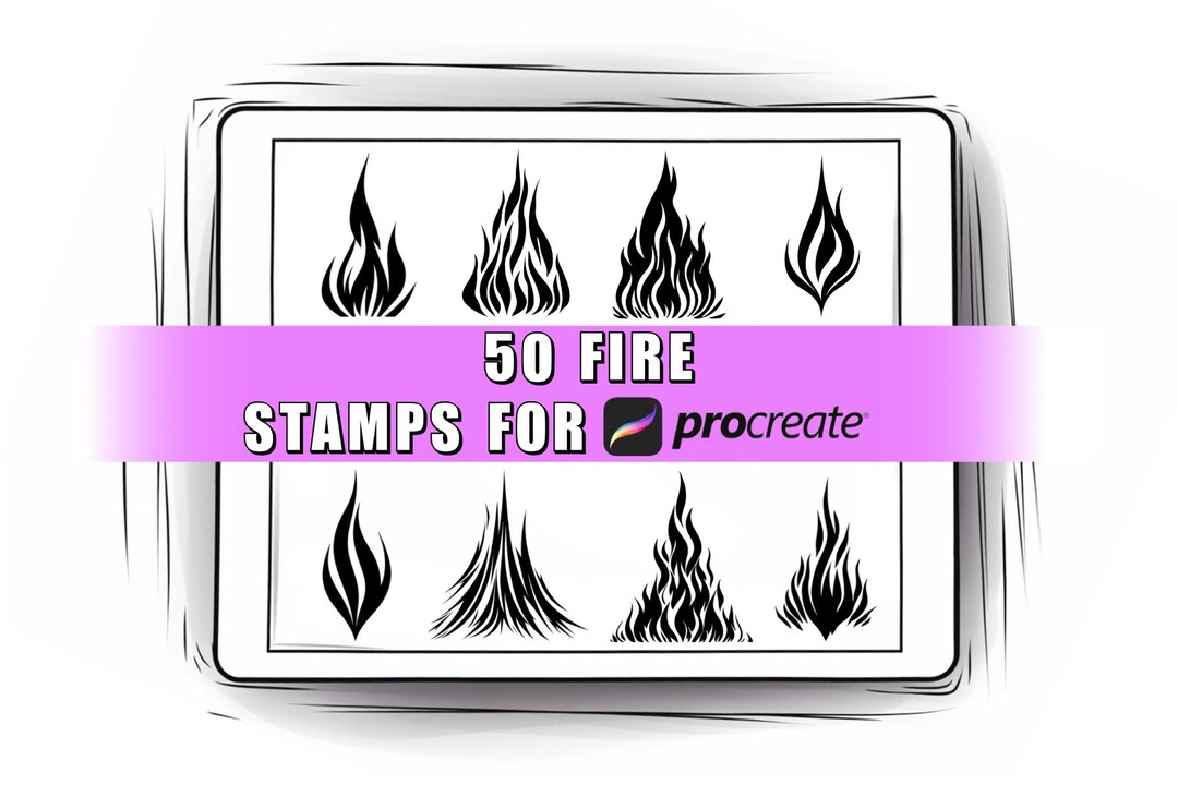 50 Fire Procreate Stamps Brushes: Design Set (digital Download) - Etsy