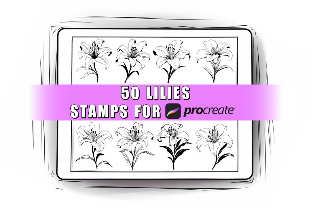 50 Lily Procreate Stamps: Floral Brush Set (digital Download) - Etsy