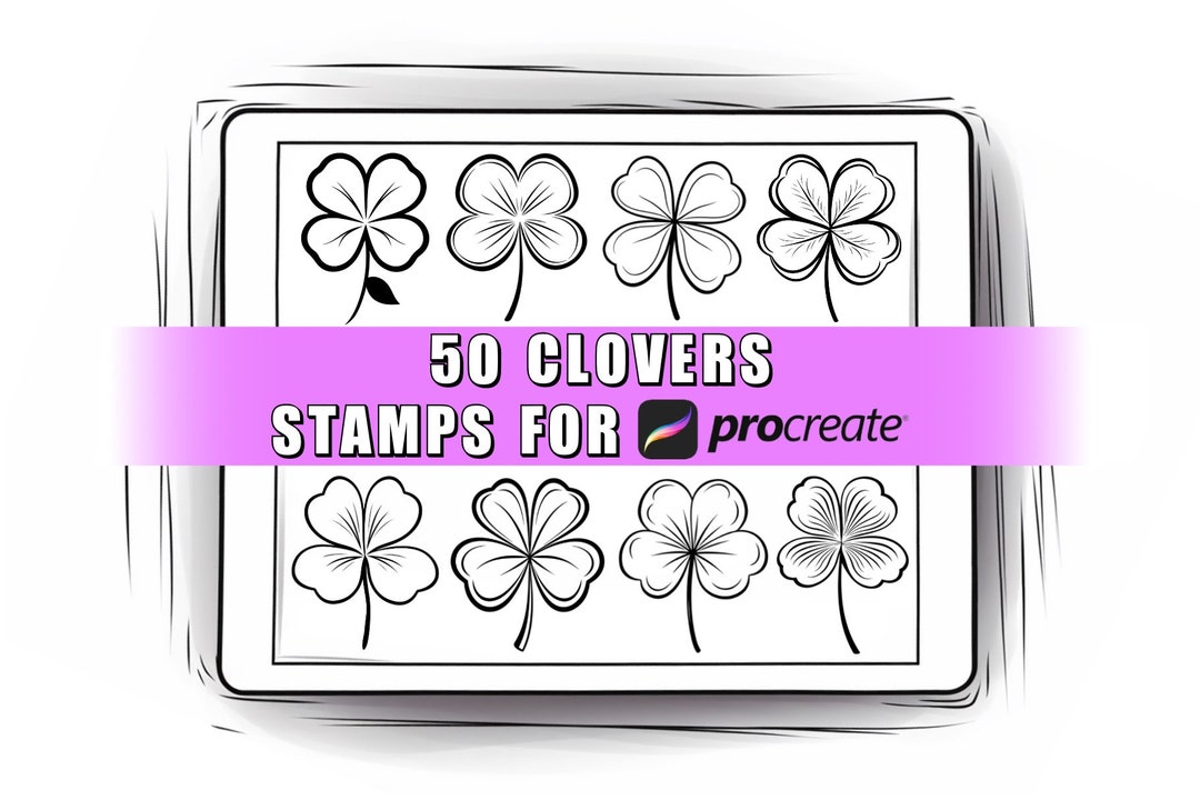 50 Clovers Procreate Stamps Brushes | Procreate Clover | Procreate ...