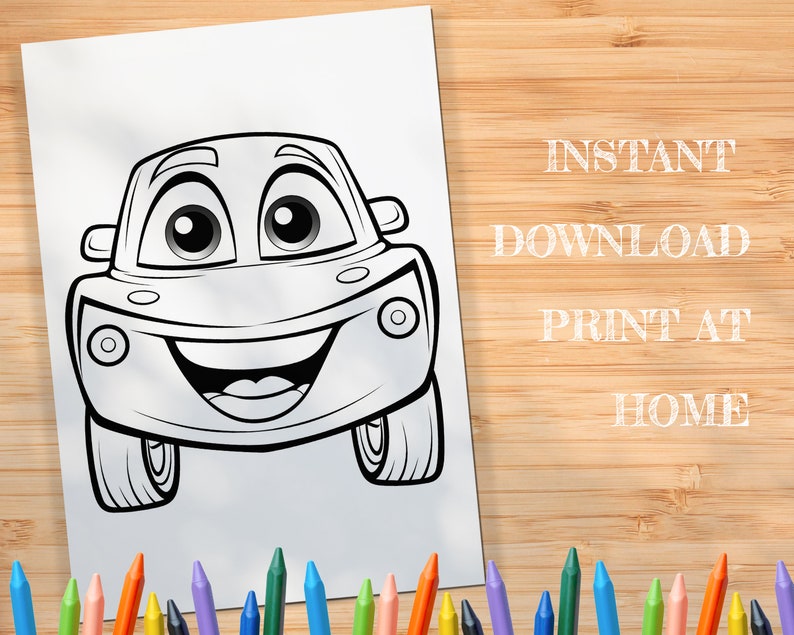 50 Cute Smiling Cars Coloring Pages for Kids Car Coloring - Etsy