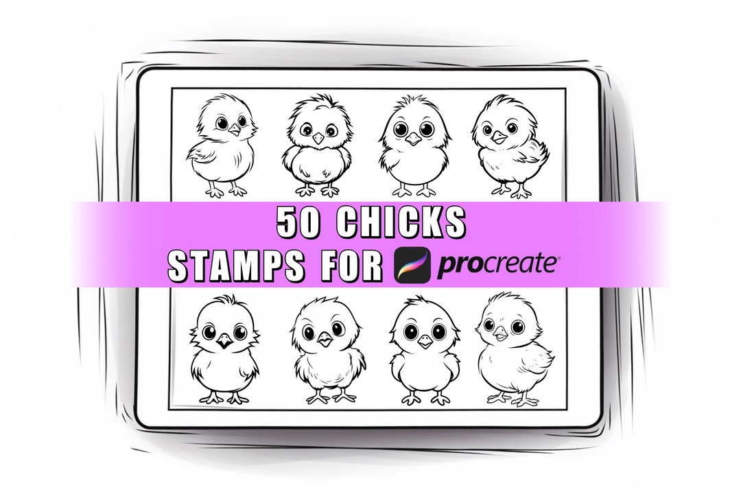 50 Chicken Procreate Stamps Brushes | Procreate Chicken | Chicken ...