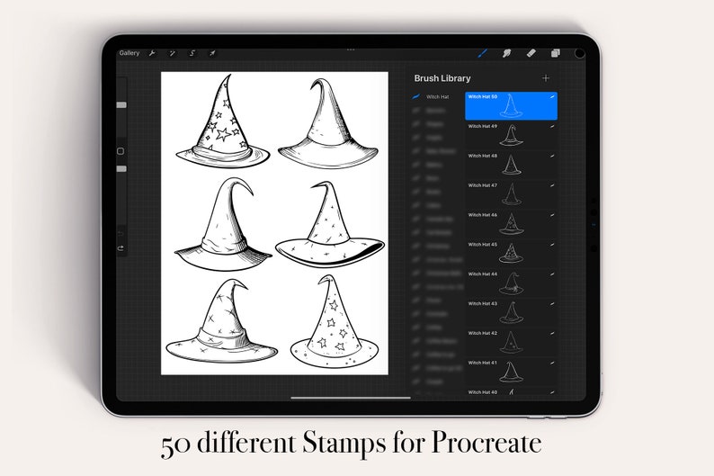 50 Witch Hat Procreate Stamps | Procreate Magical Hat Stamps ...