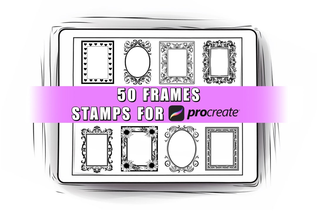50 Procreate Frame Stamps: Decorative Brush Set (digital Download) - Etsy