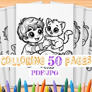 50 Kids and Pets Coloring Pages for Kids | Kids Coloring | Kids ...