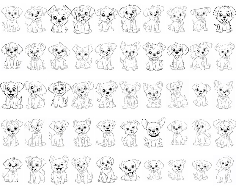 50 Puppies Coloring Pages for Kids | Dog Coloring Pages | Kids Coloring ...