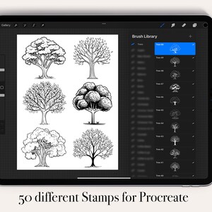 50 Tree Procreate Stamps Brushes | Procreate Landscape | Procreate ...