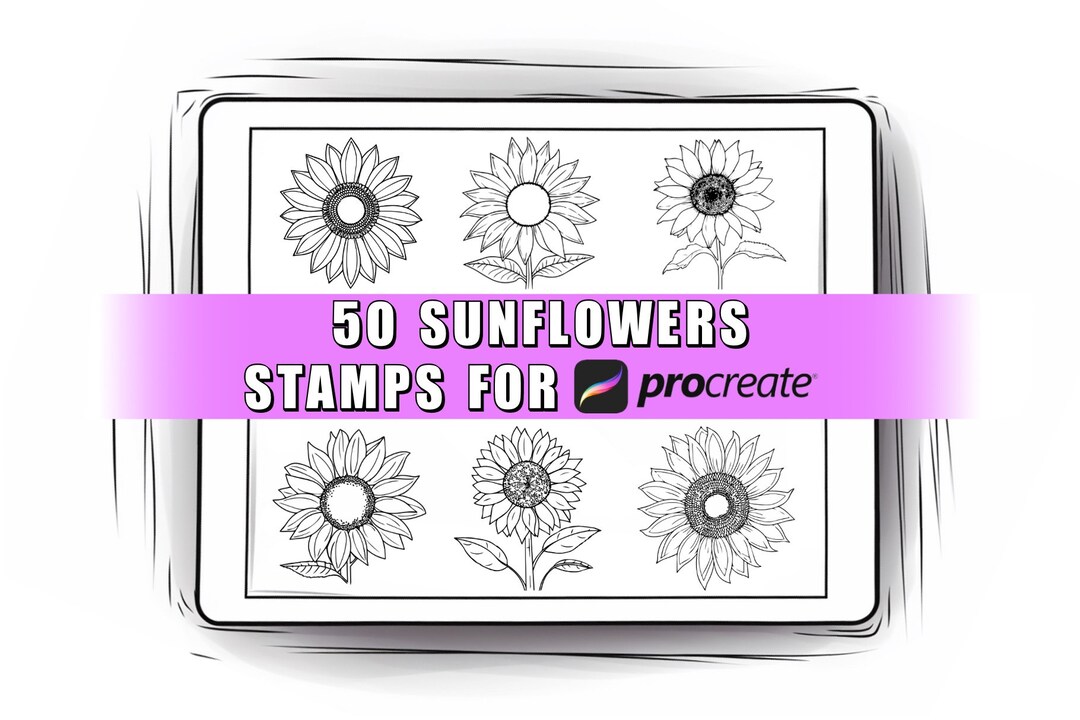 50 Sunflower Procreate Stamps | Flower Procreate Stamps | Sunflower ...