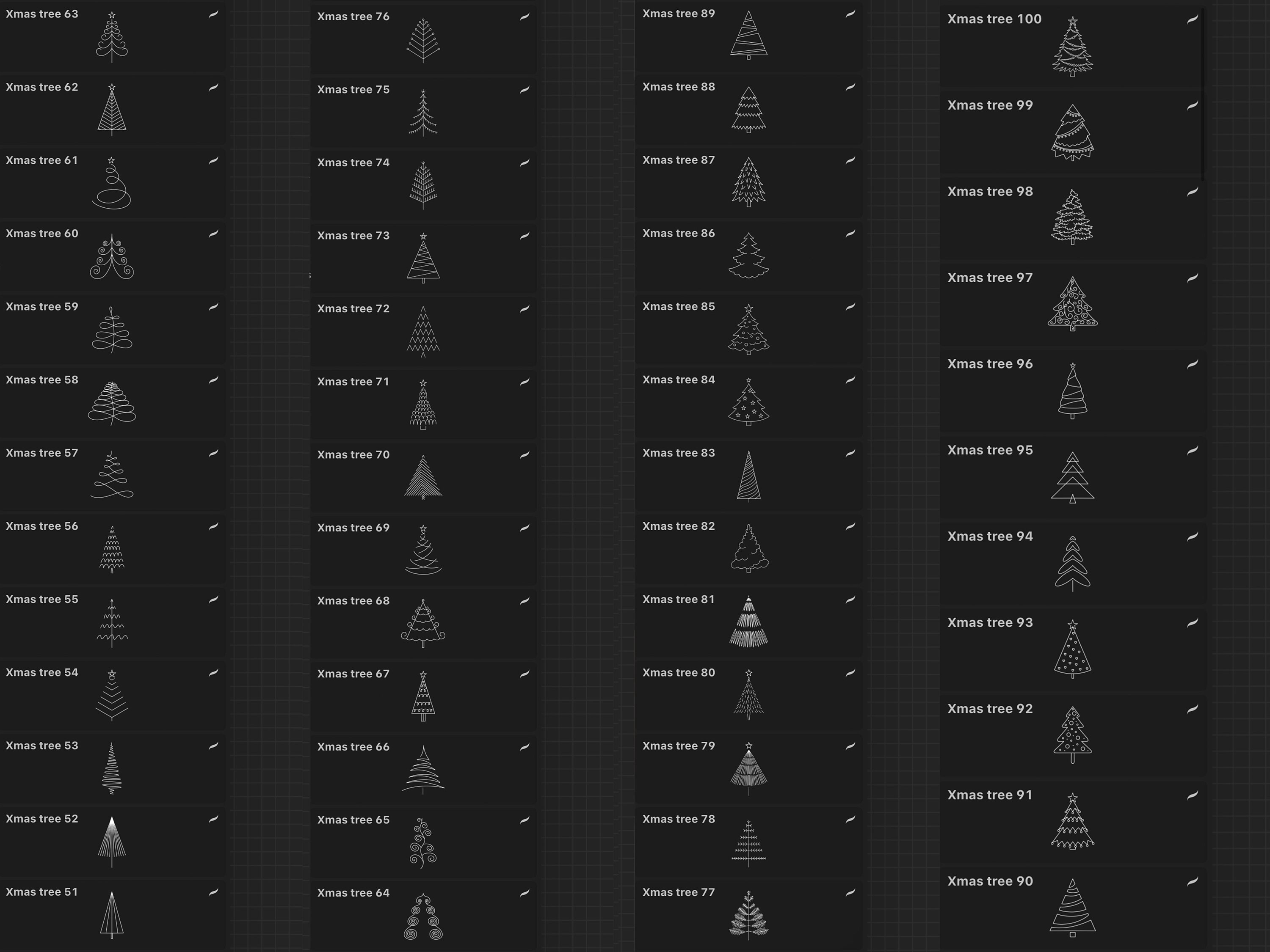 100 Christmas Trees Procreate Stamps Christmas Trees - Etsy