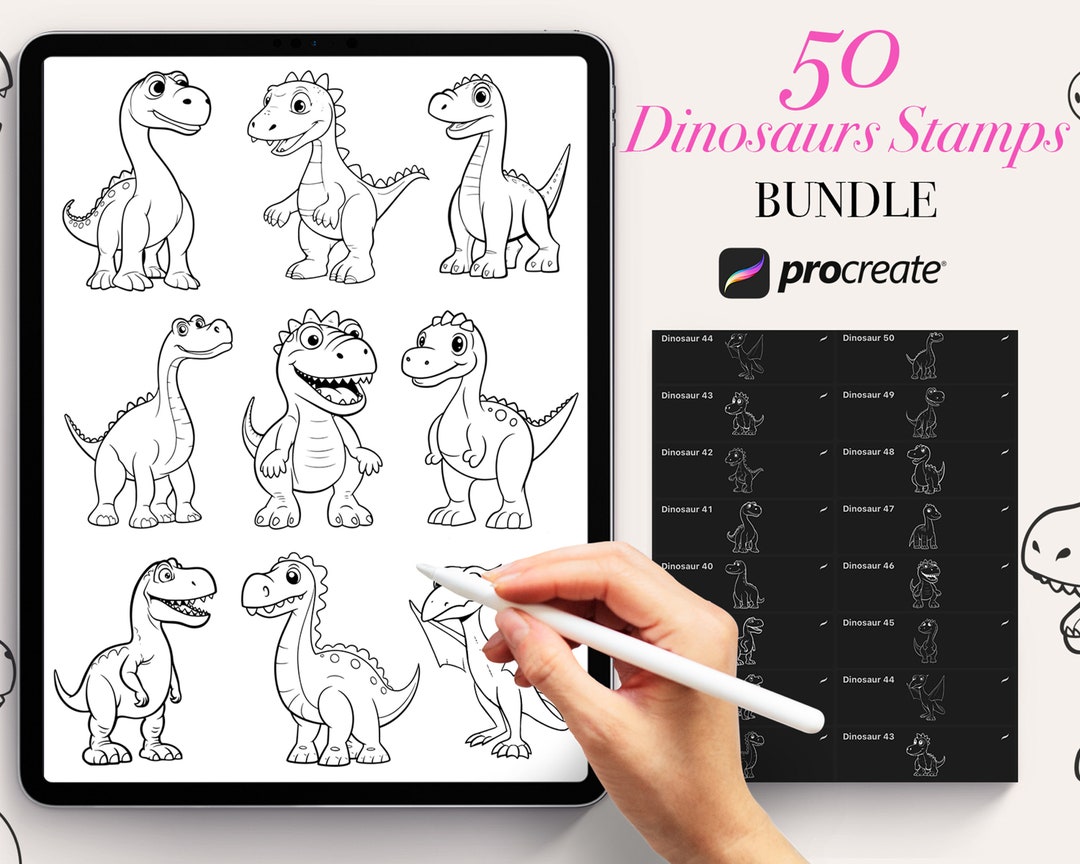 50 Dinosaur Procreate Stamps Dinosaur Procreate Stamps - Etsy