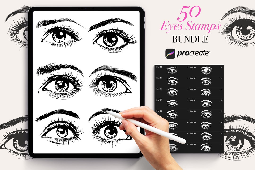 50 Eye Procreate Stamps Brushes Procreate Eyes Procreate - Etsy