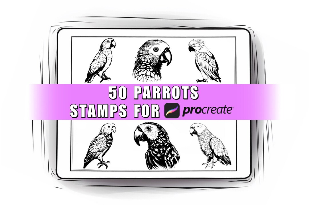 50 Parrot Procreate Stamps Brushes | Procreate Parrot | Parrot Stamps ...