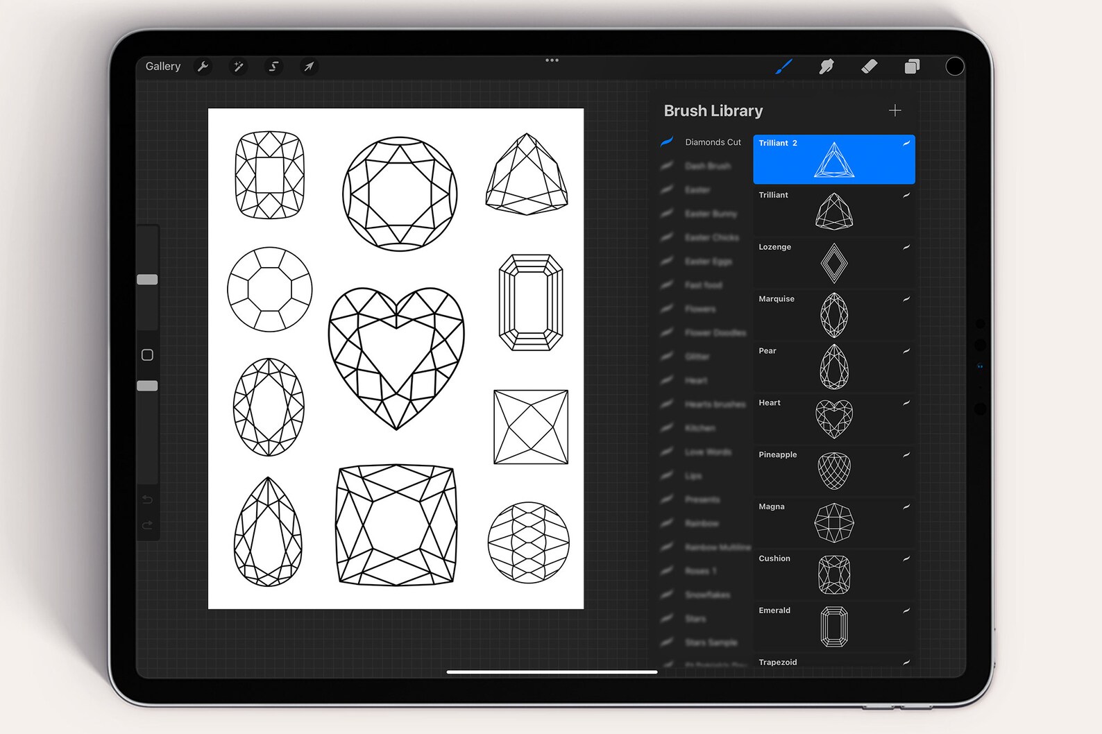 25 Diamond Cut Procreate Stamps | Diamond Procreate Stamp | Diamond ...