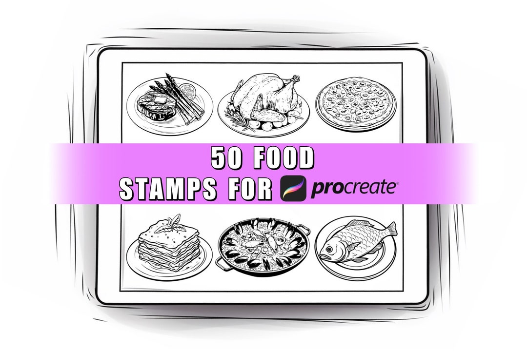 50 Food Procreate Stamps Brush | Procreate Food | Food Stamps ...