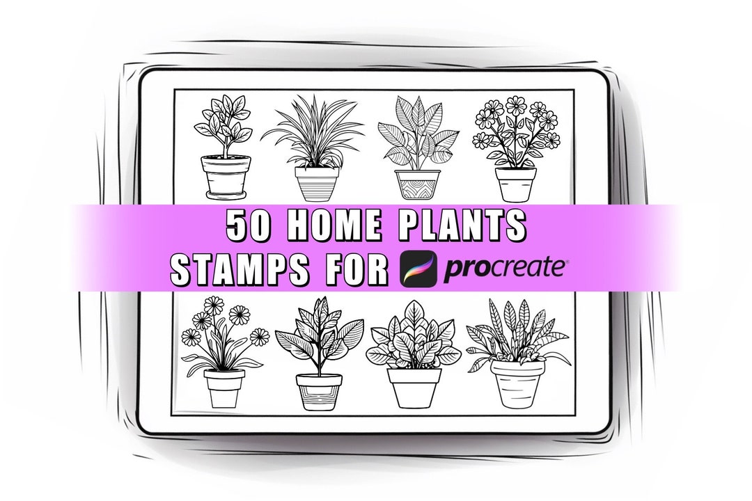50 Home Plant Procreate Stamps | Procreate Plant | Procreate Flowers ...