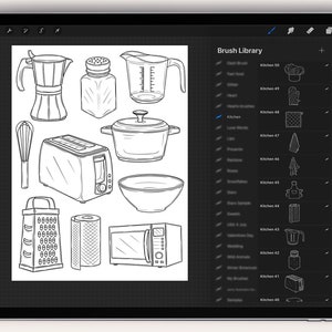50 Kitchen Procreate Stamps | Kitchen Procreate Stamp Brush Set ...