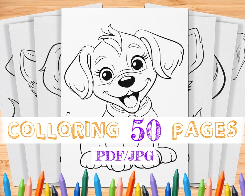 50 Puppies Coloring Pages for Kids Dog Coloring Pages Kids - Etsy