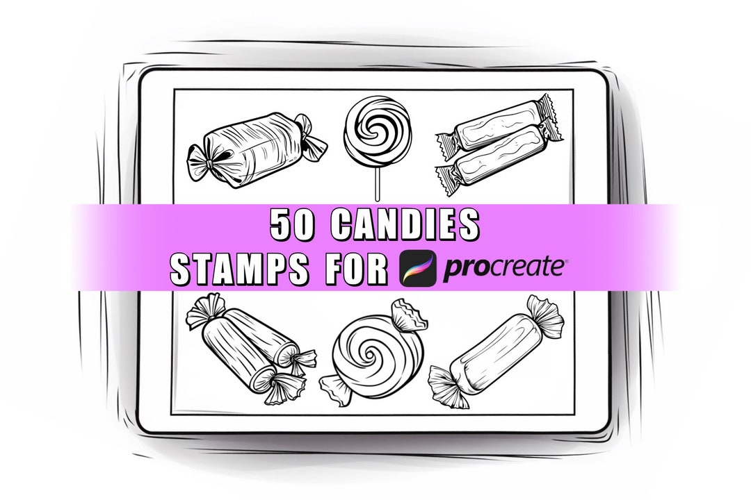 50 Candies Procreate Stampsbrushes | Candy Stamps | Procreate Chocolate ...