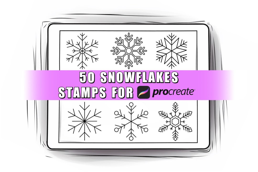 50 Snowflakes Procreate Stamps | Procreate Winter Brushes | Snowflakes ...