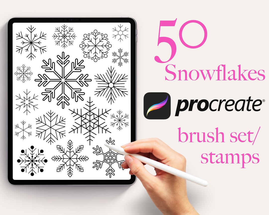 50 Snowflakes Procreate Stamps Procreate Winter Brushes - Etsy