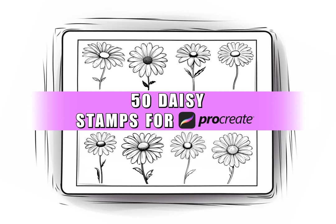 50 Daisy Procreate Stamps: Botanical Floral Brush Set (digital Download ...