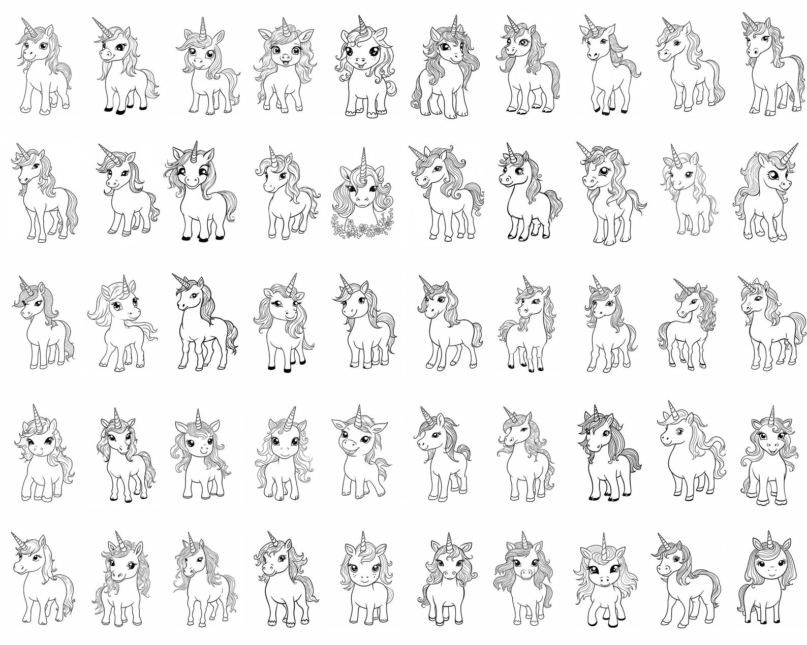 50 Unicorns Coloring Pages for Kids | Unicorn Coloring Pages | Kids ...