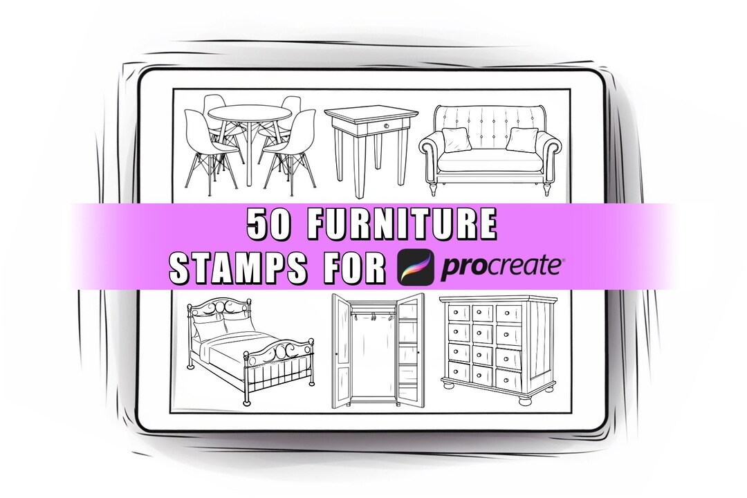 50 Furniture Procreate Stamps Brushes | Procreate Furniture | Procreate ...