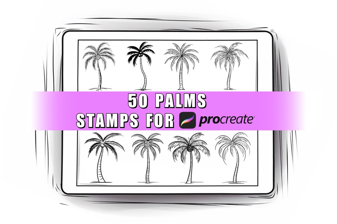 50 Palm Tree Procreate Stamps | Summer Procreate Stamps | Summer Stamp ...