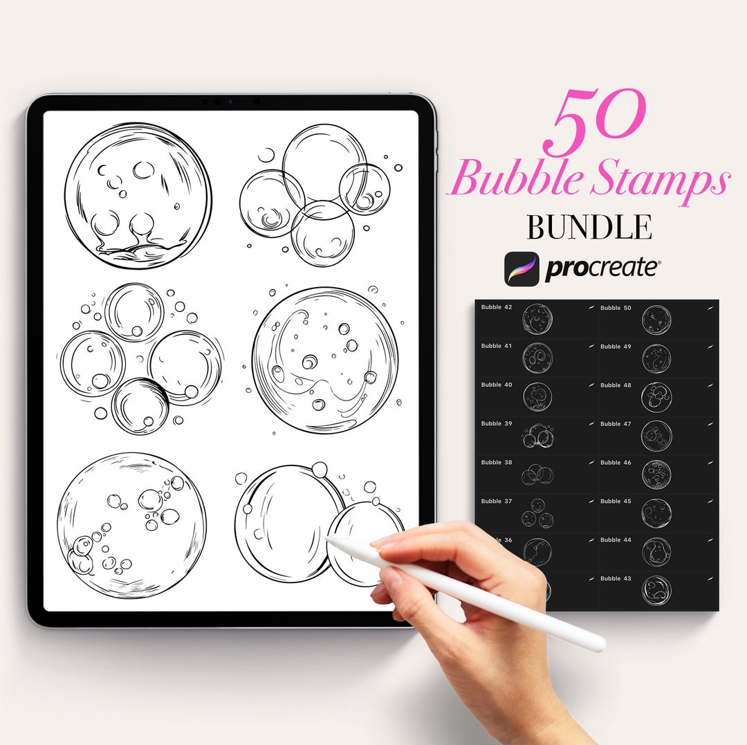 50 Bubble Procreate Stamps Brushes Procreate Bubble Bubble - Etsy