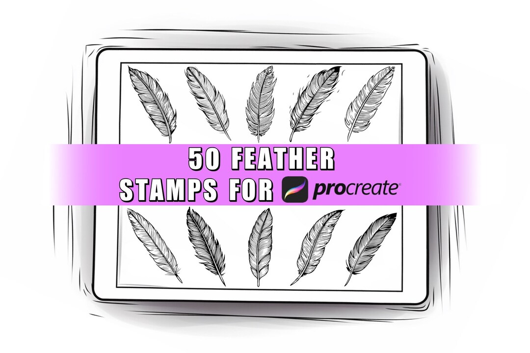 50 Feather Procreate Stamps | Feather Procreate | Feather Stamps ...