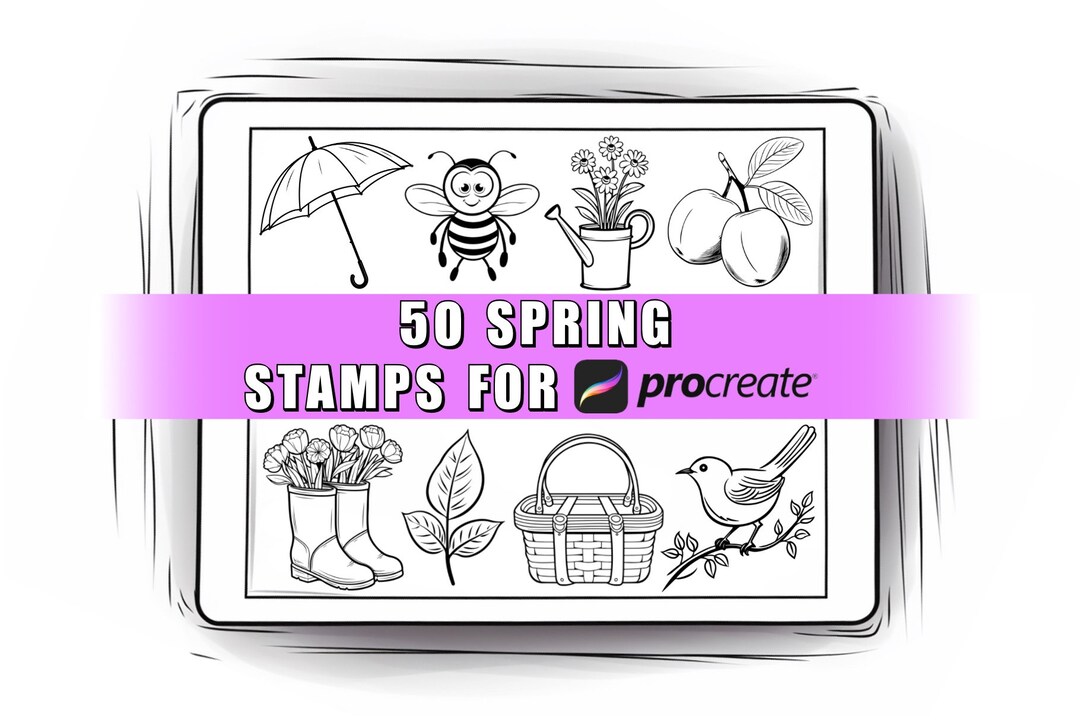 50 Spring Procreate Stamps Brushes | Procreate Spring | Spring Stamps ...
