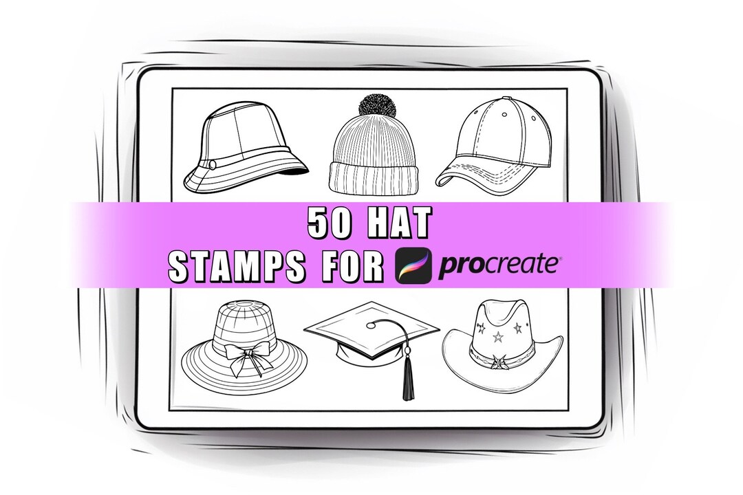50 Hat Procreate Stamps Brushes | Procreate Hat | Cap | Hat Stamps ...