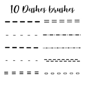 10 Dashes Procreate Brushes | Dashed Line Brush for Procreate | Dashes ...