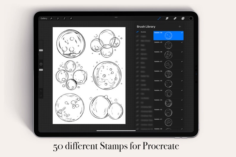 50 Bubble Procreate Stamps Brushes | Procreate Bubble | Bubble Stamps ...