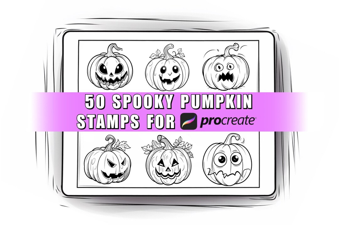 50 Halloween Spooky Pumpkin Procreate Stamps | Spooky Pumpkin ...