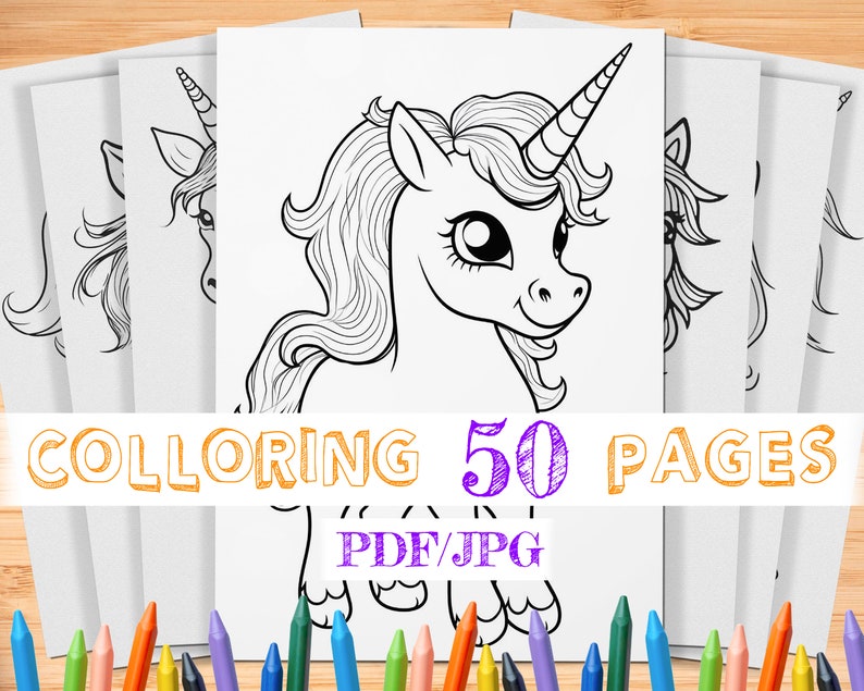50 Unicorns Coloring Pages for Kids Unicorn Coloring Pages - Etsy