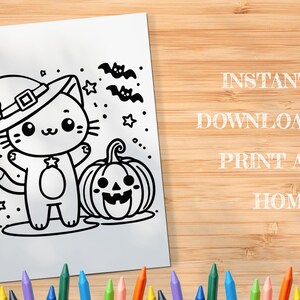 50 Halloween Cat Coloring Pages for Kids (PDF/JPG) - Etsy