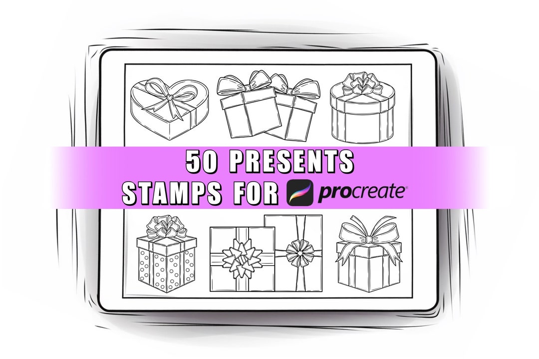 50 Gift Box Present Procreate Stamps| Gift Box Brushes| Procreate ...