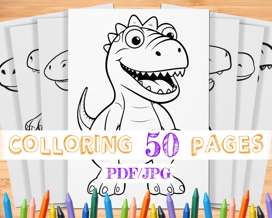 50 Dinosaurs Coloring Pages for Kids | Dinosaurs Digital Coloring Book ...