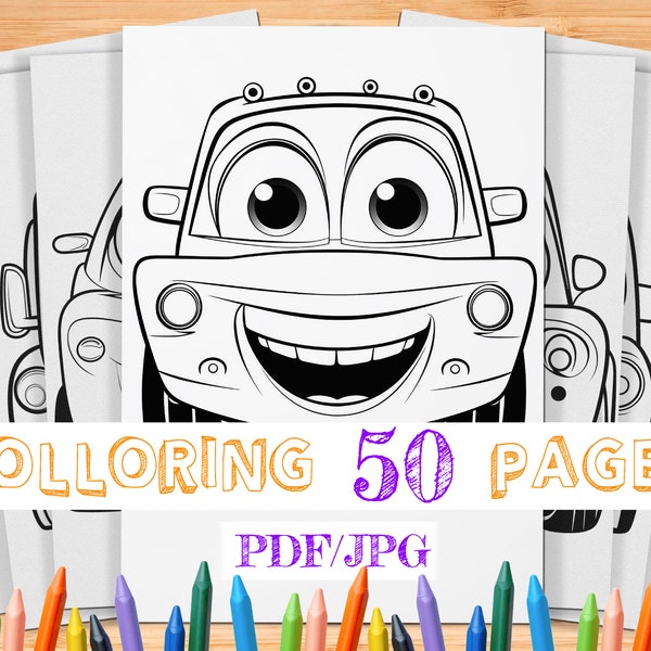 Cute Car Coloring Pages - Etsy
