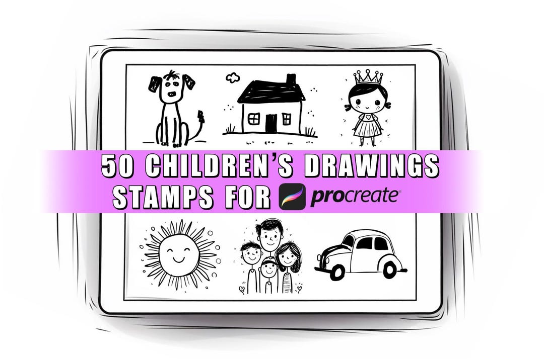 50 Children's Drawings Stamps for Procreate (digital Download) - Etsy