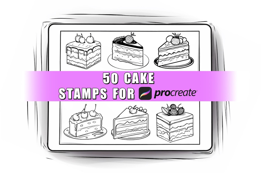 50 Cake Procreate Stamps | Procreate Dessert Stamps | Cake Procreate ...