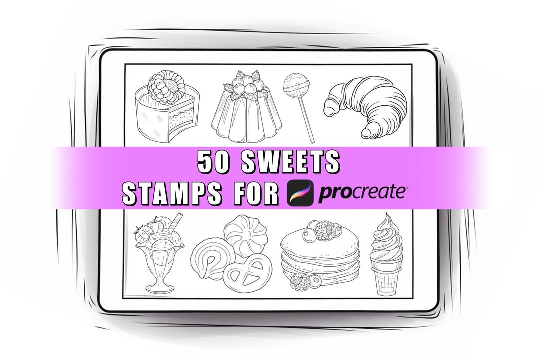 50 Sweets Procreate Stamps | Sweets & Treats Stamps | Sweets Procreate ...
