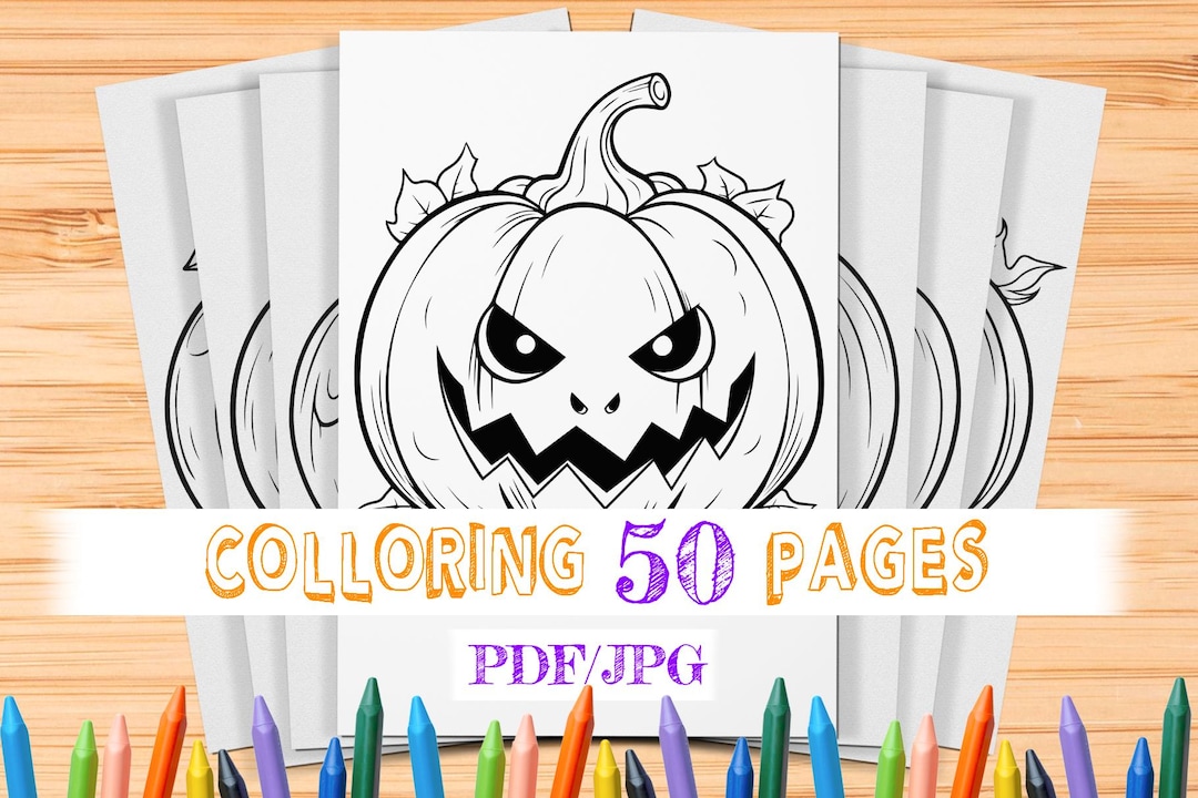 50 Spooky Pumpkin Coloring Pages: Halloween Designs (PDF/JPG) - Etsy
