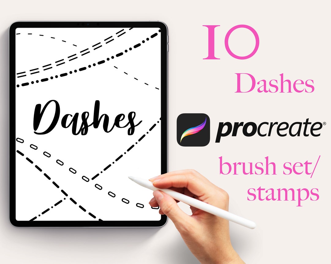 10 Dashes Procreate Brushes | Dashed Line Brush for Procreate | Dashes ...