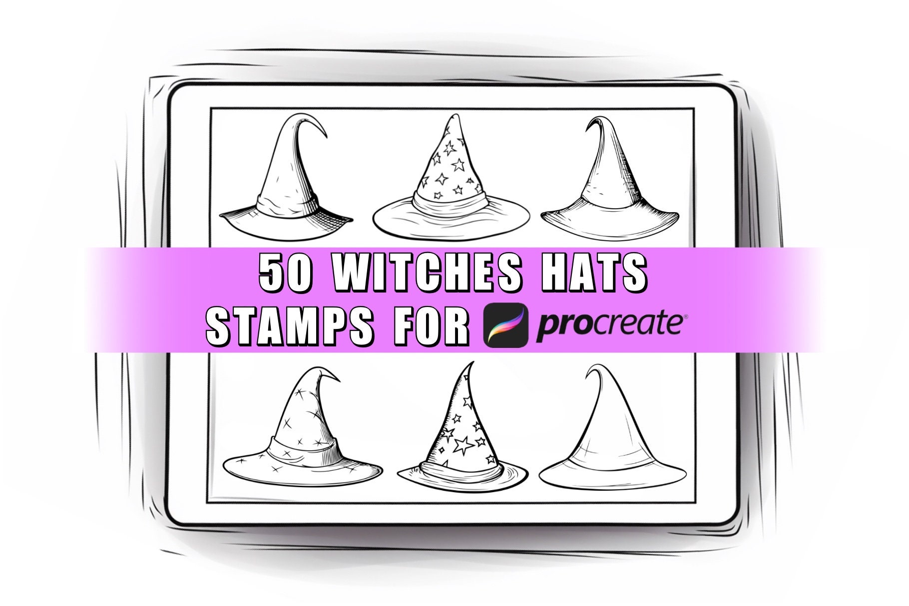 50 Witch Hat Procreate Stamps | Procreate Magical Hat Stamps ...