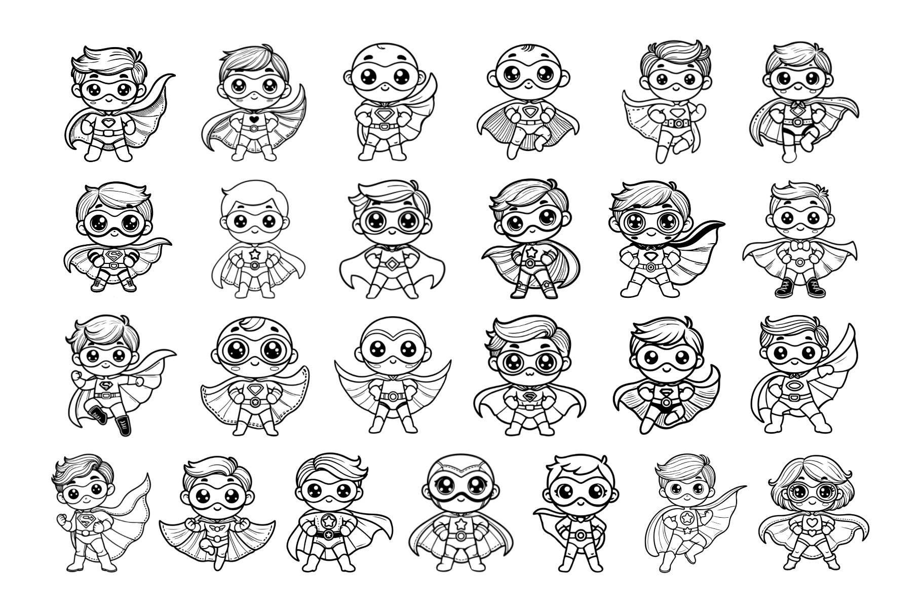 50 Superhero Coloring Pages for Kids (PDF/JPG) - Etsy