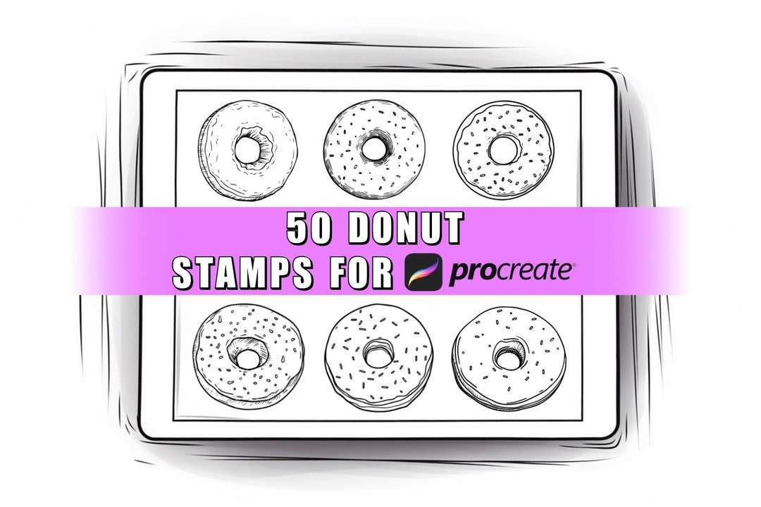50 Donut Procreate Stamps Brushes | Procreate Donut Stamps | Donut ...