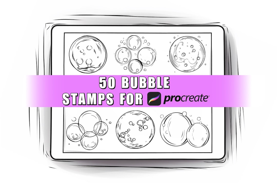 50 Bubble Procreate Stamps Brushes | Procreate Bubble | Bubble Stamps ...