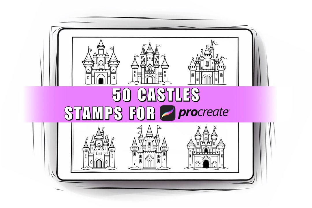 50 Castle Procreate Stamps Brushes | Procreate Castle | Castle Stamps ...