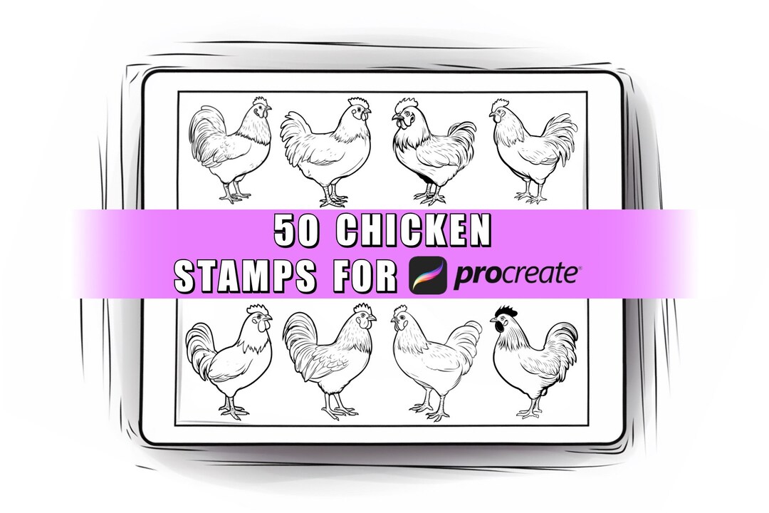 50 Chicken Procreate Stamps Brushes: Easter Hen & Rooster Designs - Etsy